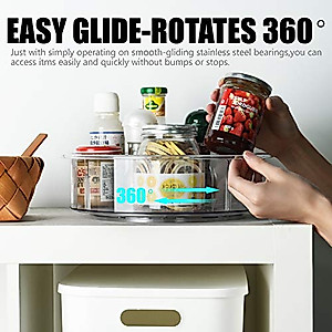 Popdylan Lazy Susan,360 Rotating Clear Plastic Spice Rack with Dividers,11.8“ Turntable Cabinet Organizer for Cabinet, Fridge, Kitchen, Bathroom, Vanity Display Stand 11.8in