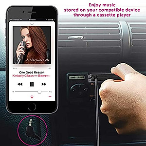 Aluratek Premium Audio Cassette Receiver, Premium Car Audio, Universal 3.5mm Audio Jack or AUX-in Port, Supports Phones/Tablets/Stereo/Headphones/Hi-Fi/Portable Speaker, 3 Foot Cable Length