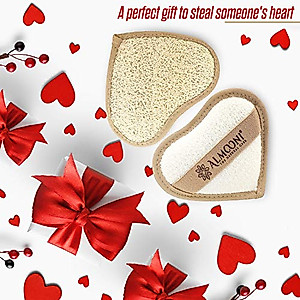 Premium Exfoliating Heart Shaped Loofah Pad Body Scrubber Made with Natural Egyptian Shower Loufa Sponge That Gets You Clean, Not Just Spreading Soap (2 Pack)