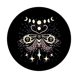Witchy Luna Moth Moon Phases Goth Occult Wiccan Insect Lover PopSockets Swappable PopGrip