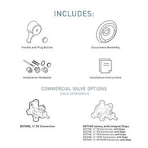 Moen Commercial Classic Brushed Nickel M-Dura Posi-Temp Valve Control Trim Kit without Valve, T8370CBN