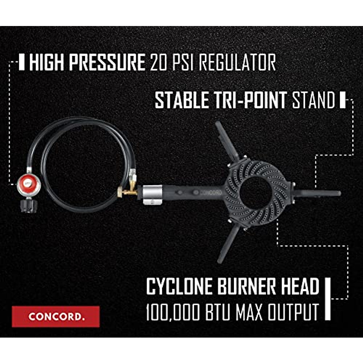 CONCORD Falcon Burner. Full Cast Iron Propane Single Burner. Great for Camping, Outdoor Cooking, Home Brewing, and More