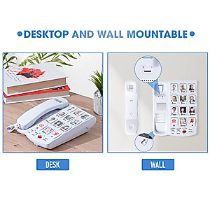 Future Call FC-0613 Best Landline Phones for Seniors, Landline Phone for Hearing Impaired Seniors, Dementia Products for Elderly, Alzheimers Products, Big Button Telephone for Seniors, 10 Picture Keys