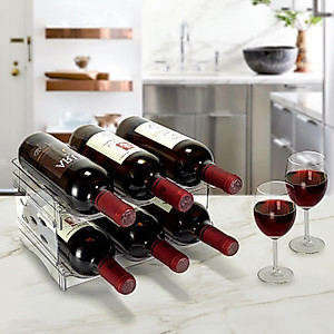 GLDDAO Water Bottle Organizer,Stackable Water Bottle Organizer for Cabinet,Tumbler Travel Mug Holder,Wine Drink Srack for Kitchen Countertop Freezer Pantry Organizers and Storage (12 Bottles)