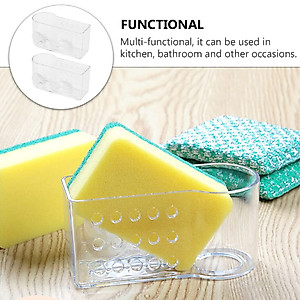 DOITOOL 2pcs Kitchen Sink Caddy Suction Cup Sponge Holder Plastic Sink Tray Soap Scrubber Brush Drying Rack Kitchen Draining Basket