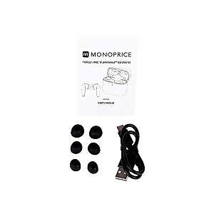 Monoprice Horizon ANC True Wireless Earphones with ANC, Qualcomm QCC3040 Bluetooth 5.2, 4 Mics, CVC 8.0, Adaptive aptX, AAC, Gaming Low Latency Mode, Sweatproof, Charging Case