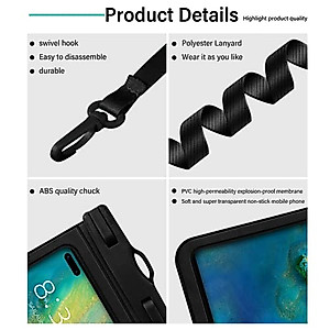 Waterproof Phone Pouch Floating [2 Pack][7"], Waterproof Phone Case with Neck Lanyard for iPhone 13 12 11 Pro Max XS XR Galaxy S22/21/20 Plus Note 10/9, Pixel 4 XL, Black+Green