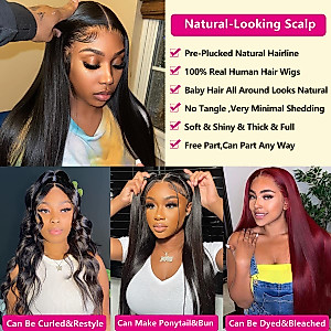 LLDDQQENN Real Glueless Wigs Human Hair Pre Plucked 13x4 HD Lace Front Wigs for Black Women Human Hair
