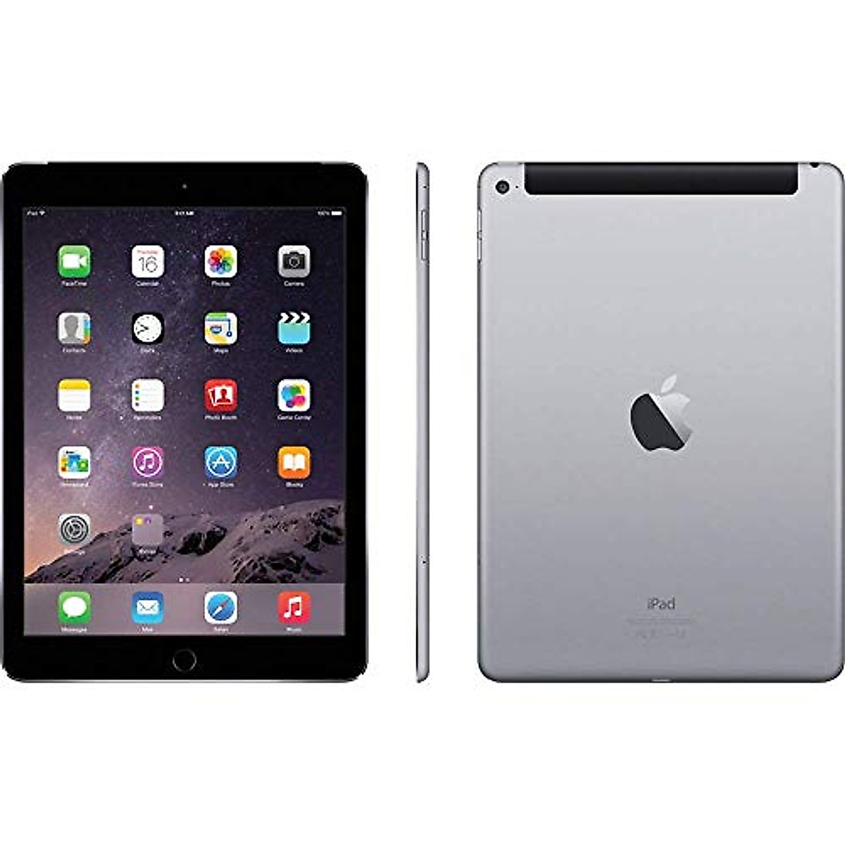 Apple iPad Air 2 128GB Factory Unlocked (Wi-Fi + Cellular 4G LTE, Space Gray) Newest Version (Renewed)