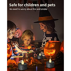 LOGUIDE Black Candles,Battery Operated LED Tea Lights for Black Party Decorations,Birthday,Wedding Centerpiece, Christmas Decorations Ornaments Pack of 24