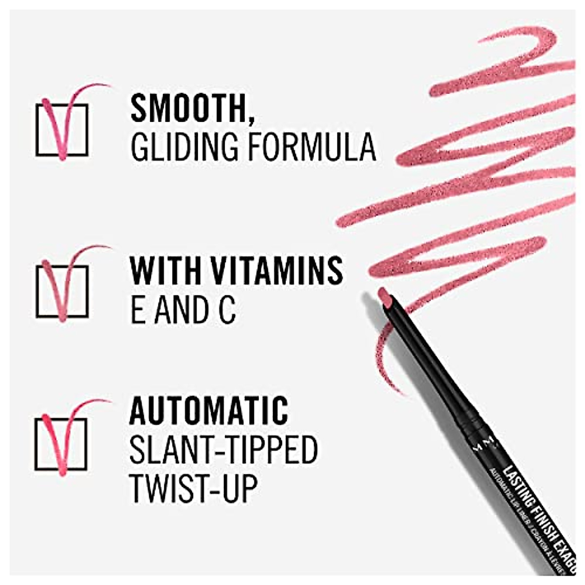 Rimmel Lasting Finish Exaggerate Automatic Lip Liner - Rich, Smooth Formula for Long Lasting Lip Looks - 63 Eastend Pink, .01oz