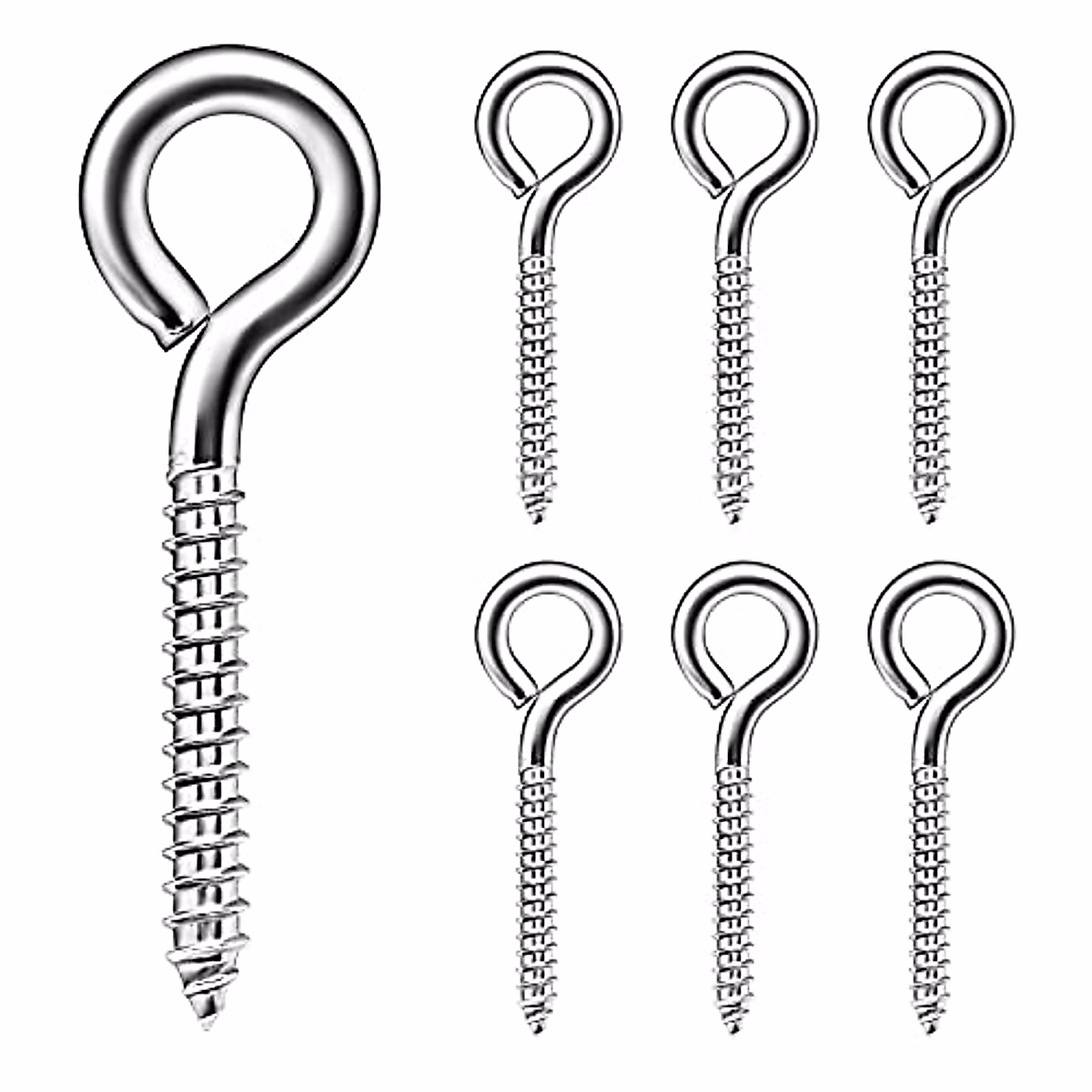 DihZoks 12 Pack 3.2 Inches Screw Eyes, Eye Hooks Screw in Heavy Duty, Eye Bolt, Long Eye Screws Ring, Swing Hooks for Hammock Stand, Swings Chair, Yoga, Indoor & Outdoor, Self Tapping Screws