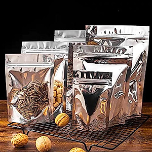 LOKQING Mylar Bags for Food Storage Resealable Bags for Small Business Stand Up Packaging Bags (200PACK,4.9 x7.9Inches)