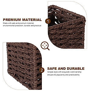 Cabilock Yellow Wicker Pencil Holder Pen Holder Rattan Makeup Brush Holder Makeup Holder Pencil Cup Desk Cup Holder Cutlery Utensil Caddy Silverware Holder