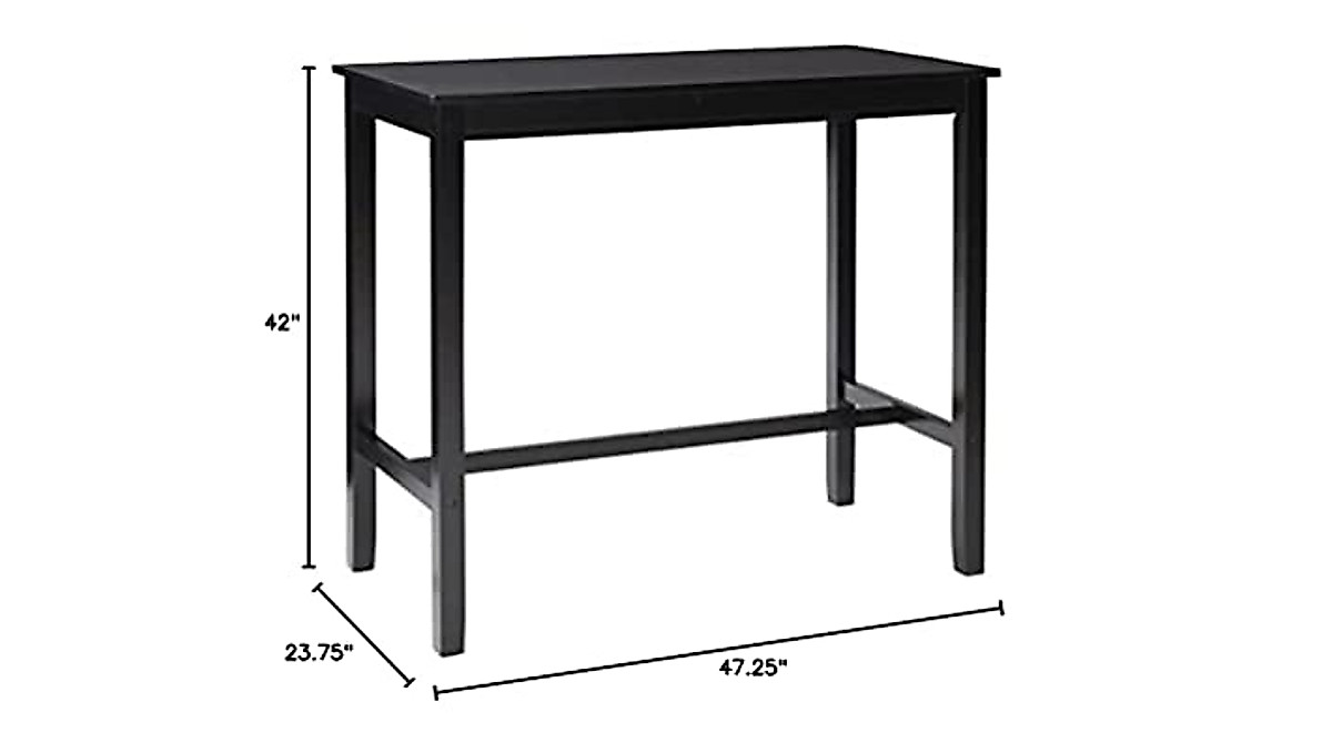 Linon Black 42" Pub Table: Stylish Bar Height Design