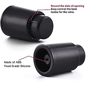 Z-oneMart 2 Pack Wine Bottle Stopper Vacuum with Time Scale Record, Vacuum Champagne Stoppers, Reusable Wine Preserver Bottle Saver, Wine Corks Keep Fresh, Fits Any Bottle