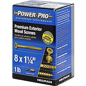 Power Pro 48594 Wood Screws, #8 x 1-1/4", Premium Outdoor Deck Screws, Rust Resistant, Epoxy Coated Bronze, 1Lb Box, 242 Pcs