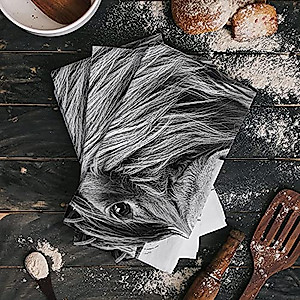 Segard Kitchen Towels Dish Towel Set of 2,Highland Cow Grey Animal Art Absorbent Hand Towels Cleaning Dishcloth Tea Towels,Longhorn Cattle Portrait Art Reusable Drying Dish Cloths