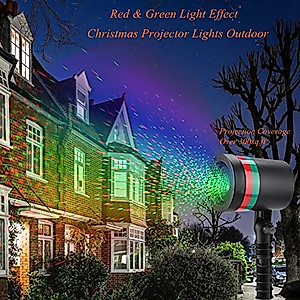 Christmas Projector Lights, Waterproof Christmas Lights Projector, Red And Green Outdoor Projection Light, Long Durability Decorative Spot Lamp for Christmas Landscape, Ourtyards, Homes,Stage(US Plug)
