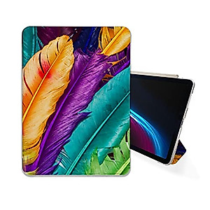 Cute Rainbow Feather Art case Compatible with iPad Mini Air Pro 7.9 8.3 9.7 10.2 10.9 11 12.9 inch Pattern Cover New 2022 2021 Trifold Stand 3 4 5 6 7 8 9 Generation 268 (11" iPad Pro 1/2/3 gen)