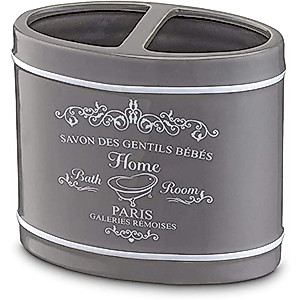 Home Basics Paris Collection Bathroom Accessories Bundle in Grey | Waste Bin | Soap Dispenser | Soap Dish | Tumbler | Toothbrush Holder | Elegant Design