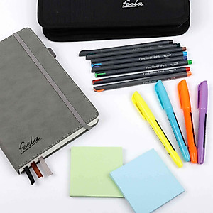 Undated Planner, 2024 Monthly & Weekly Academic Planner Kit, Feela A5 Daily Student Notebook, School Supplies with Highlighters, Note Stickers, Fineliner Pens, Lasts 1 Year, Gray