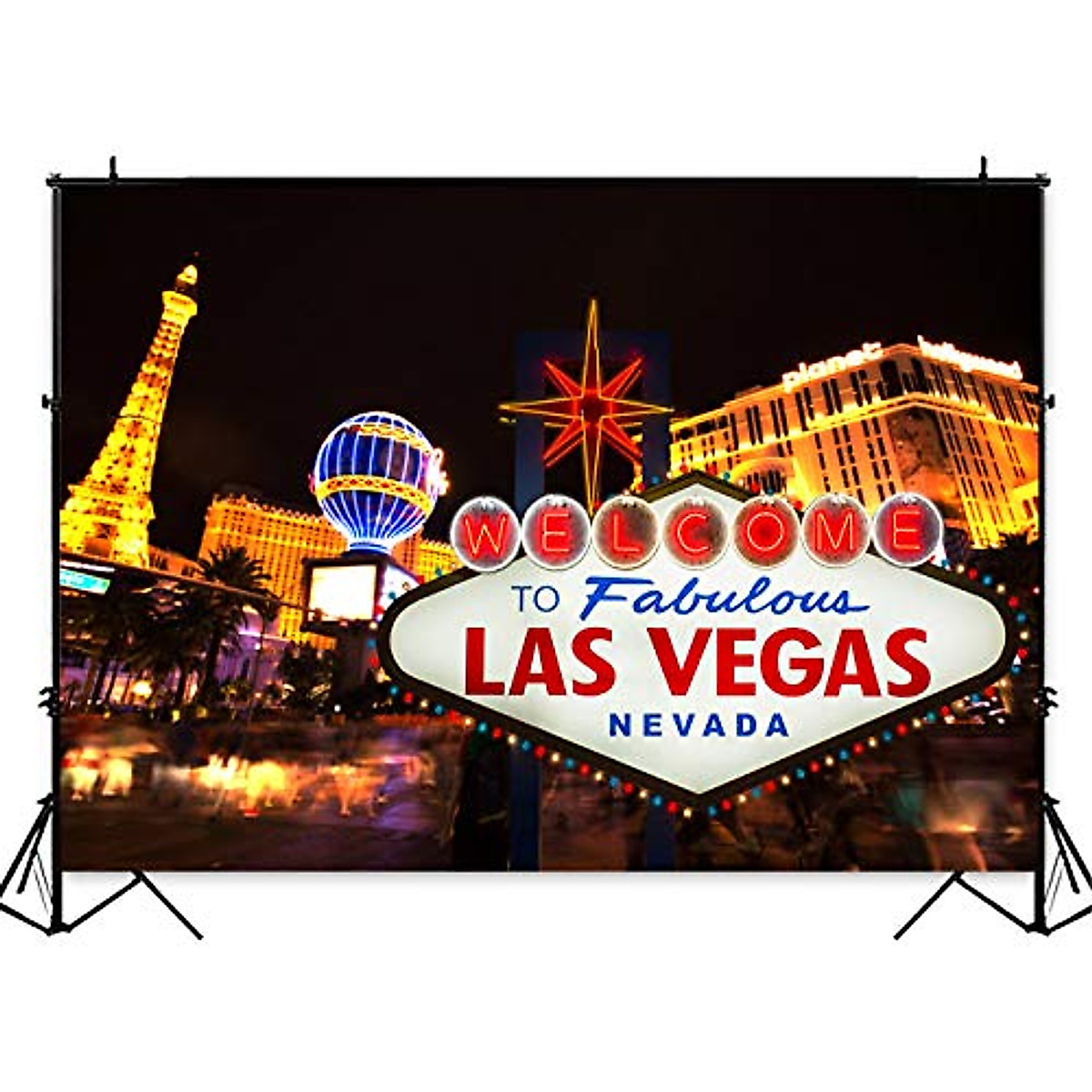 Art Studio 7x5ft Welcome to Las Vegas Photography Backdrop City Billboard Banner Casino Night Scenery Party Decorations Photo Background Vinyl Studio Booth Props