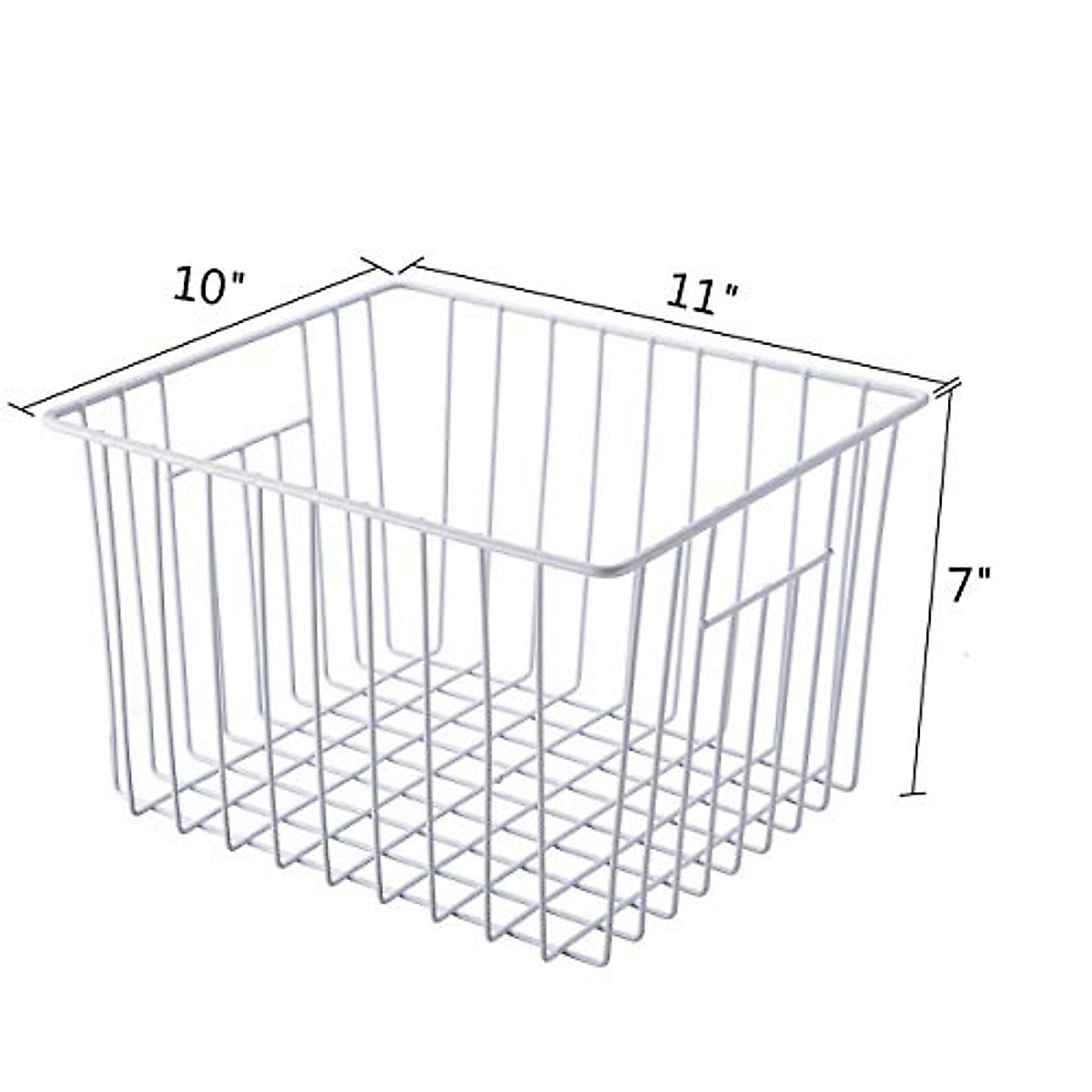 Slideep Fridge Freezer Baskets, Wire Storage Organizer Basket, Household Refrigerator Bin with Built-in Handles for Cabinets, Pantry, Closets, Bedrooms White - Set of 2