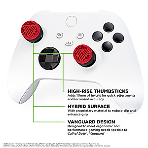 KontrolFreek Call of Duty: Vanguard Performance Thumbsticks for Xbox One and Xbox Series X | 2 High-Rise, Hybrid| Red/Black