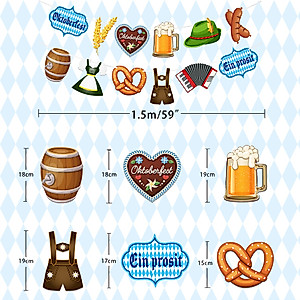 2Pcs Oktoberfest Banner, Oktoberfest Garland, Bavarian Flag, Oktoberfest Bunting Sign Banner, Backdrop Photo Booth Props for Beer Theme Party Supplies, Oktoberfest Party Decorations