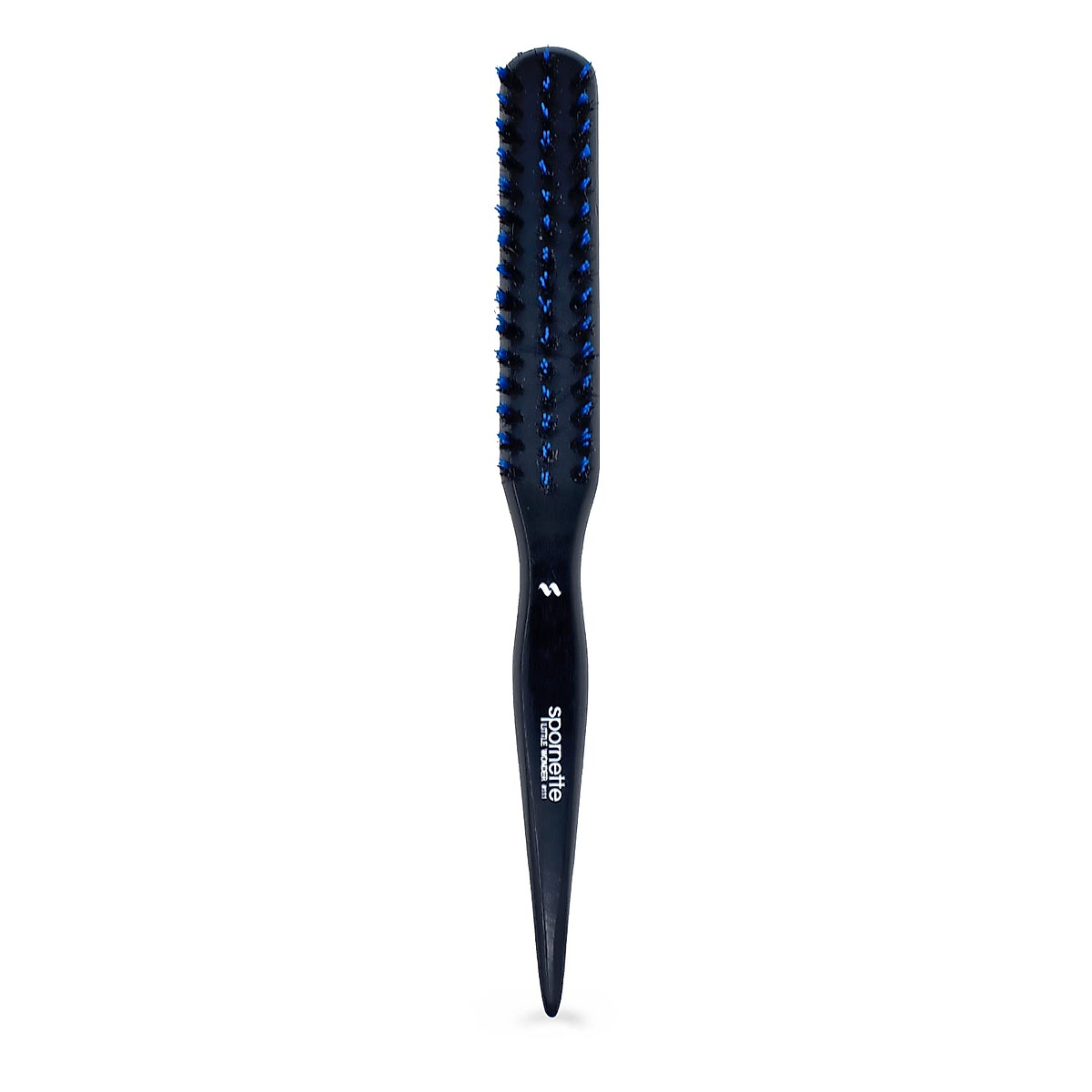 Spornette Boar Bristle Hair Brush for Women & Men - Little Wonder Small Teasing Brush - Create Slick Backs & Volume - Boar & Tourmaline Nylon Bristles for Back Brushing & Combing (Blue)