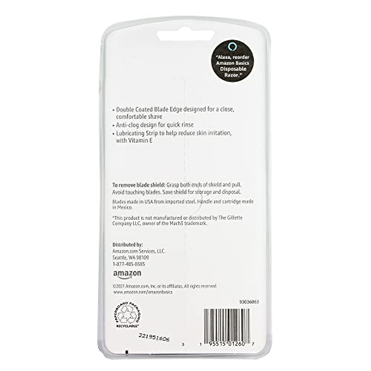 Amazon Basics 3-Blade Disposable Razors for Men, 6 Count (2 Packs of 3), Black (Previously Solimo)