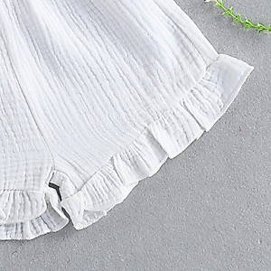 Kids Toddler Baby Girls Off Shoulder Flare Sleeve Tube Crop Top Shirt Ruffle Shorts Headband 3 Piece Summer Outfits (White,3-4T,)