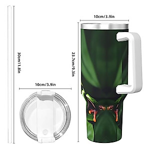 HULIBIN Animal Frog Green Leaf Leaves Print Double Deck Stainless Steel Travel Coffee Cup With Lid 40 Oz Ice Bully Cup