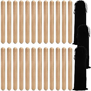 ZEAYEA 24 Pack Rhythm Sticks with 3 Carry Bag, 8 Inch Wood Claves Musical Percussion Instrument, Hardwood Musical Sticks for Music Parties Musical Education