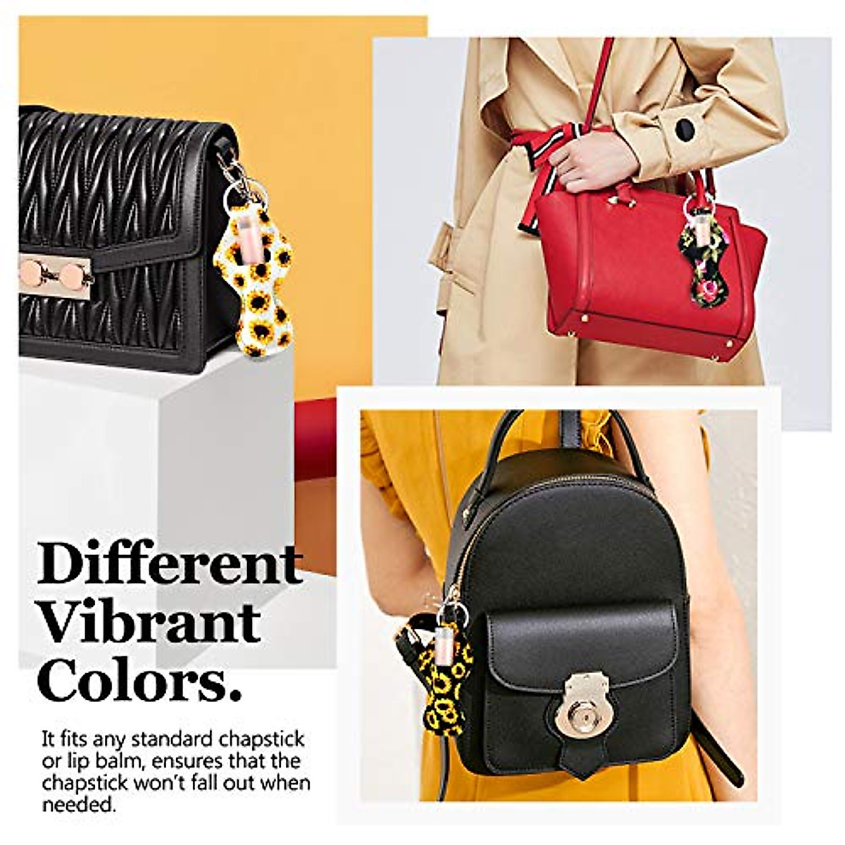 KPX 15Pcs Chapstick Holder Keychain, Lip Balm Holder Chapstick Keychain Holder Bulk for Lipstick Chapstick Tracker Safeguard (Style 2)