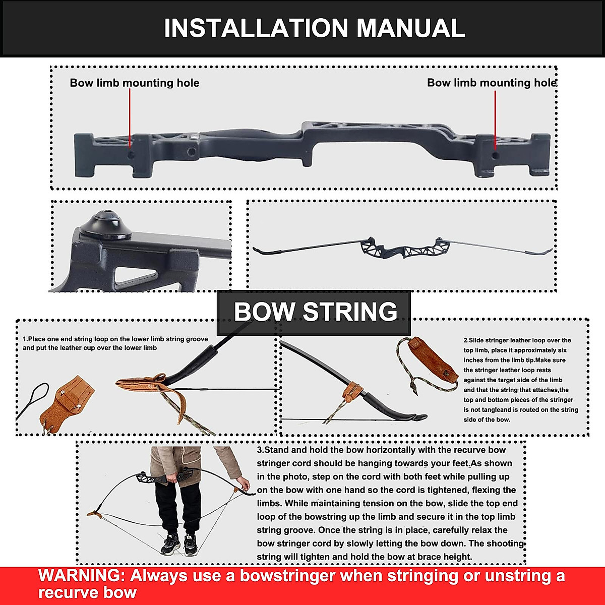 SOPOGER Archery Recurve Bows for Adults -Bow and Arrow Set for Adults Youth Beginner 30 lbs 40 lbs Metal Riser Takedown Recurve Bow Right Handed for Outdoor Practice Target Hunting (Black - 40lbs)