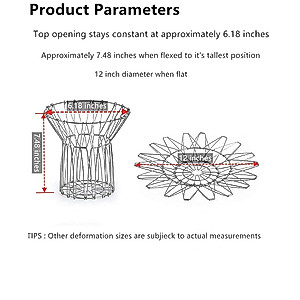 huaqinghua Fruit Basket, Decorative Bowl, Flexible Stainess Steel Wire Basket Transforming, Arts Storage or Holder Vegetable Bread Snacks for Counters, Kitchen, Living Room (1 PCS) Sliver