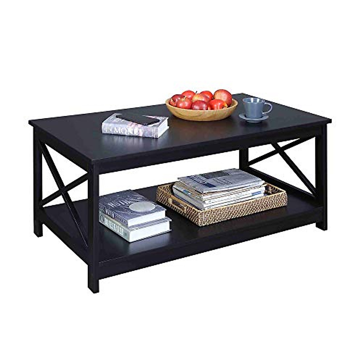Convenience Concepts Oxford Coffee Table with Shelf, Black
