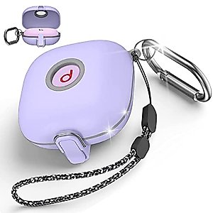 Miimall Compatible for Beats Fit Pro Case, [Upgrade Secure Lock][Anti-Lost Keychain] Military Protective Rugged TPU Case Cover for Beats Fit Pro Earbuds 2021 Accessories with Lanyard (Purple)