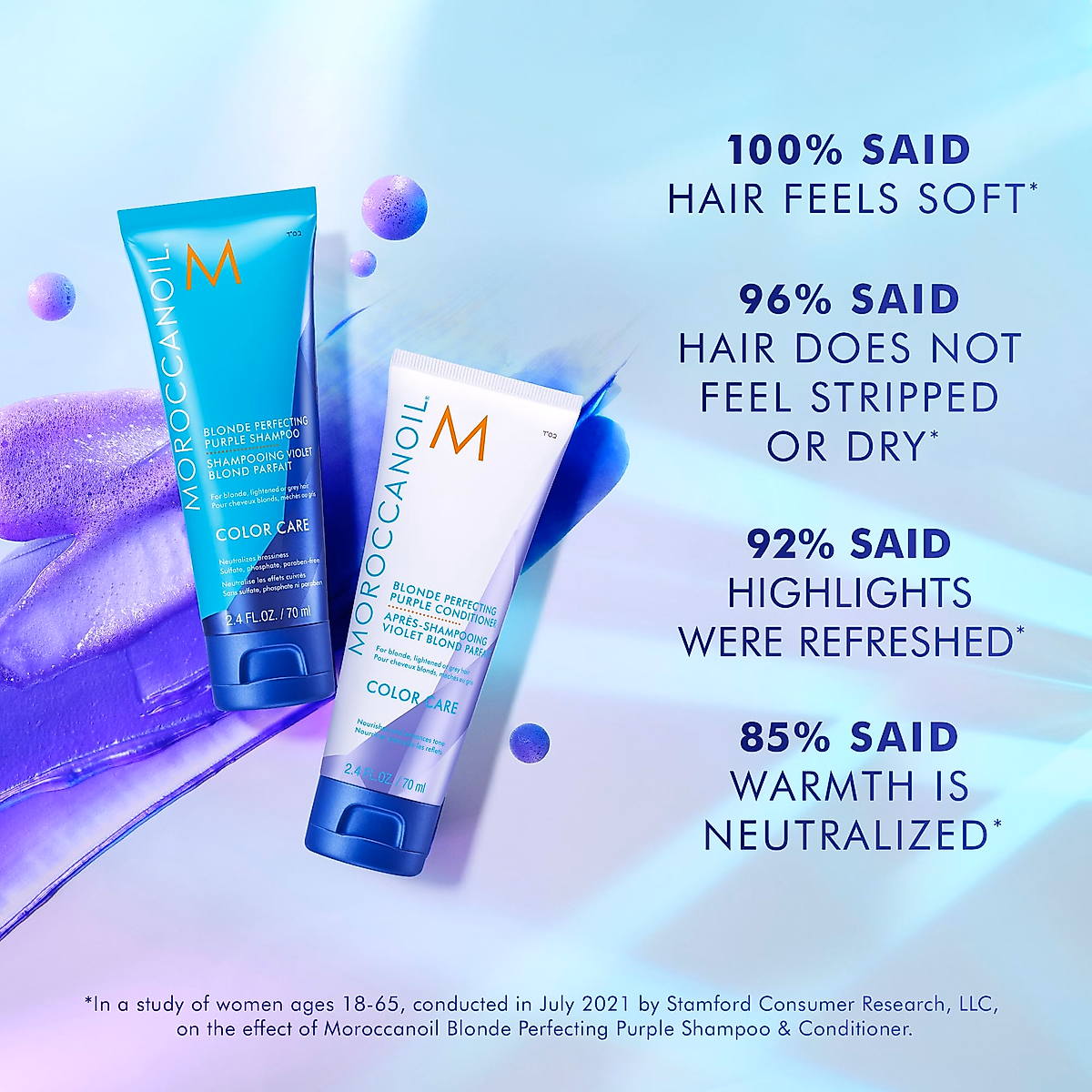 Moroccanoil Blonde Perfecting Purple Shampoo And Conditioner Bundle, 2.4 Fl. Oz. Set