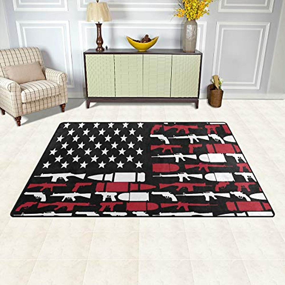 Ainans Gun Country USA Flag Area Rug Carpet Non-Slip Floor Mat Doormats for Living Room Bedroom 60 x 39 inches