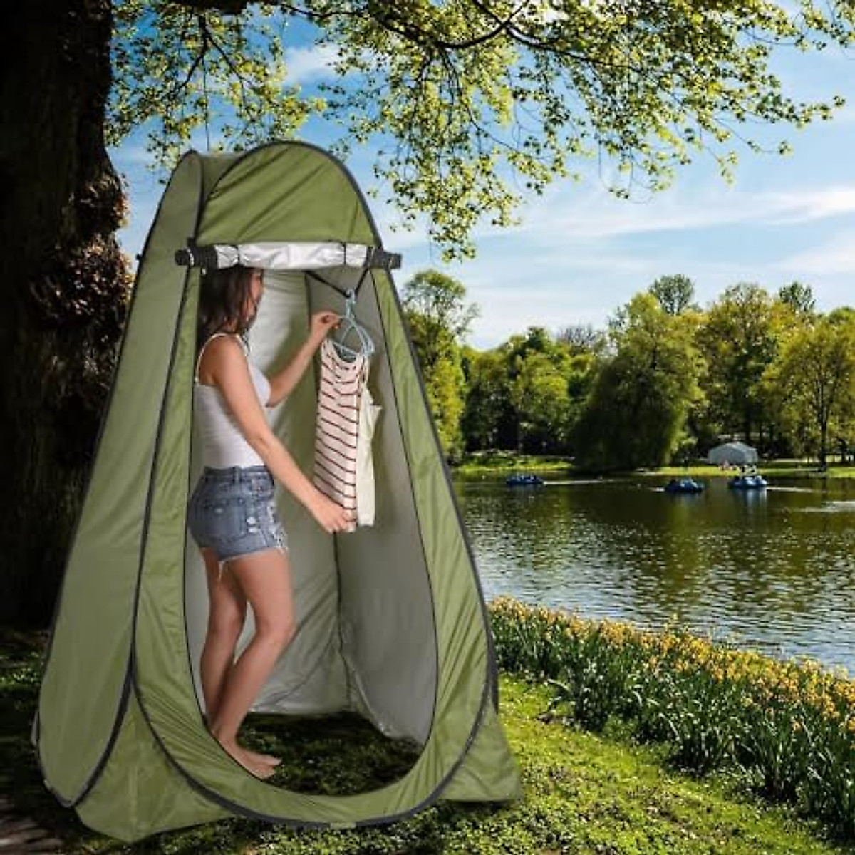 ABCO Pop Up Privacy Tent Instant Portable Outdoor Shower Tent, Camp Toilet, Changing Room, Rain Shelter with Window for Beach Easy Set Up, Foldable with Carry Bag, Lightweight and Sturdy - Pop Up Pod