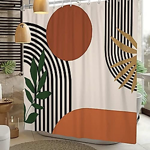 Boho Shower Curtain for Bathroom Mid Century Modern Bohemian Abstract Geometric Fabric Waterproof Bathroom Shower Curtains Set 72x72 Inch