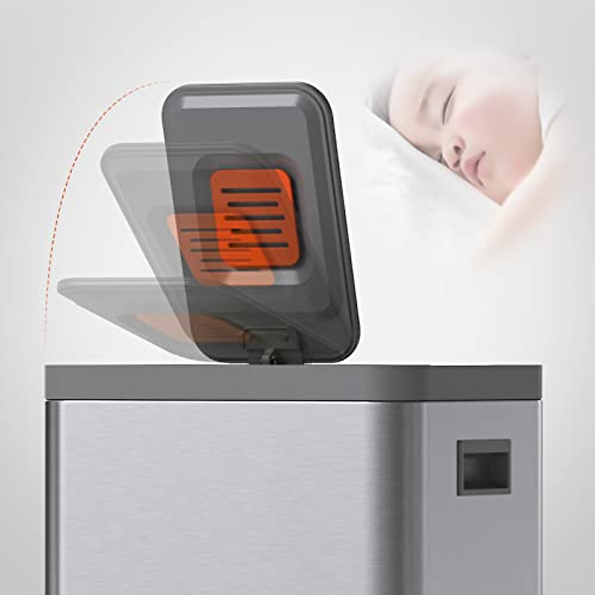 Mbillion Trash Can 5.3+5.3Gal, Kitchen Garbage Can with 2 Compartments,Large Stainless Steel Recycle Trash Can with 2 Removable Plastic Inner Buckets, Quiet Close Step Trash Can(20+20L Silver)