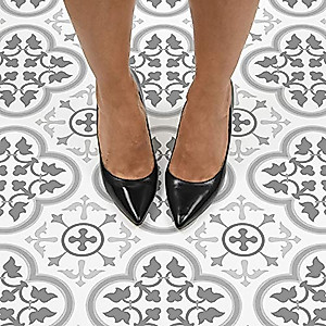 FloorPops FP2953 Remy Peel & Stick Floor Tiles, Grey