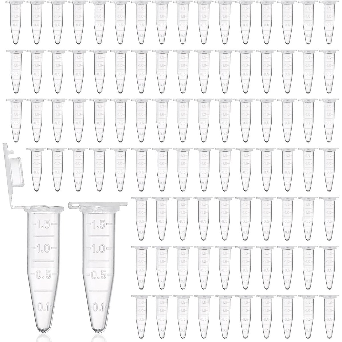 zoomto 1.5ml Microcentrifuge Tubes 500PCS,Centrifuge Tubes with Attached Lid,Clear Conical Micro Centrifuge Small Sample Bottle Vials Container for Lab,Plastic Lab Snap Tubes,Clear Graduation