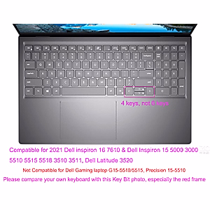 Silicone Keyboard Cover Compatible for 2021 Dell Inspiron 15 5510 5515 5518 , Dell Inspiron 15 3000 3510 3511, Dell Inspiron 16 Plus 7610, Dell Latitude 3520 15.6" （Purple Ombre