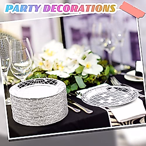 Silver Disco Ball Paper Dinner Plates Disco Paper Plates Disco Plates 70s Disco Party Supplies Bachelorette Plates Disco Party Decorations for Birthday Party, Reunion, 70s Groovy Party (100 Pcs)