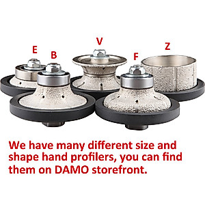 DAMO 1/2 inch Demi Bullnose Half Bullnose Roundover Medium Diamond Hand Profiler Router Bit Profile Wheel with 5/8-11 Thread for Granite Concrete Marble Countertop Edge …